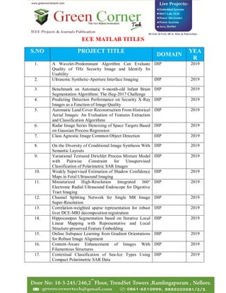 Matlab ece ieee projects 2019 20 | PDF