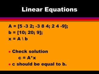 matlab lecture 4 solving mathematical problems.ppt