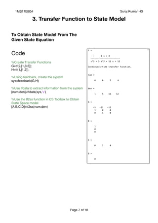 Advance Control System MatLab & Simulink codes with outputs | PDF