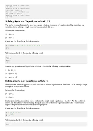 Matlab algebra | PDF | Programming Languages | Computing