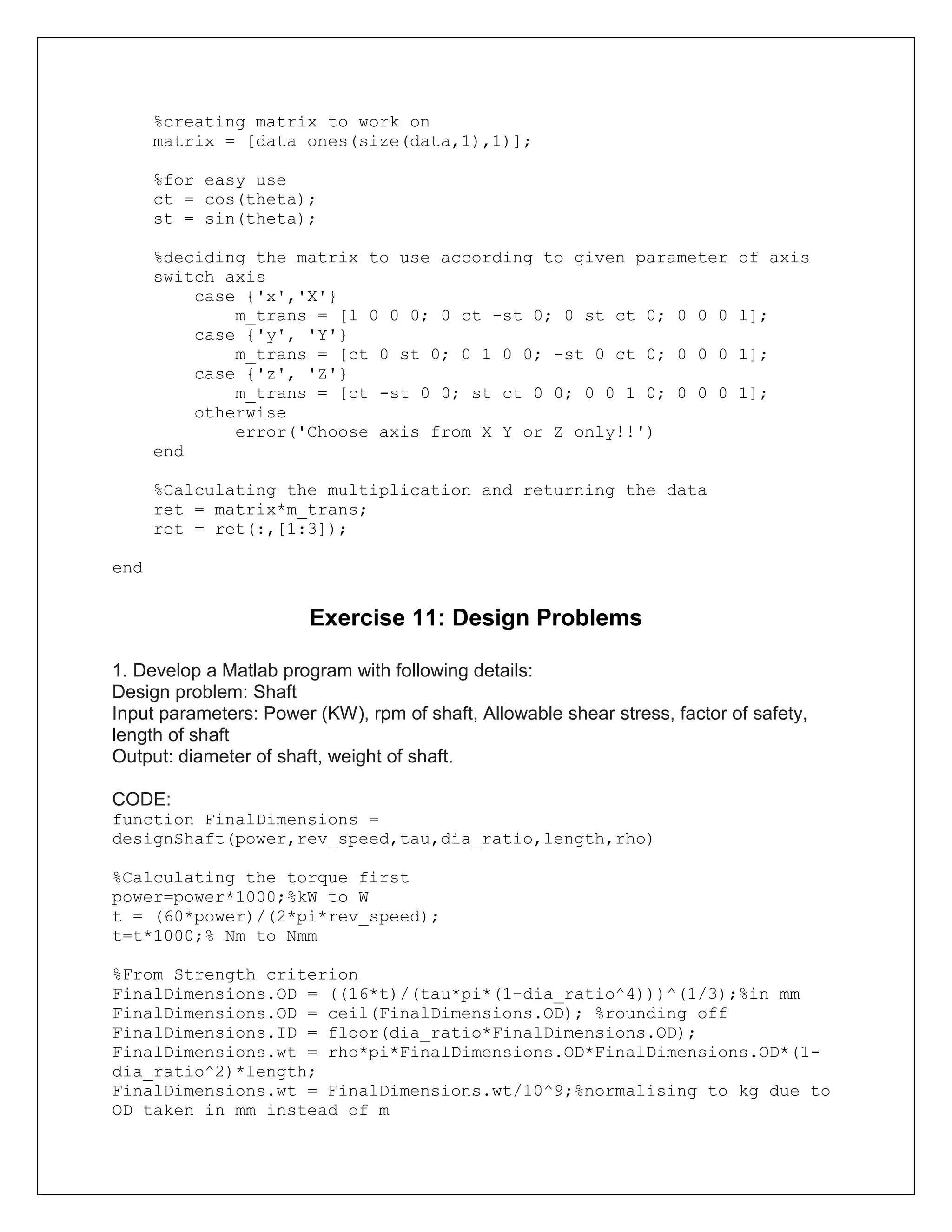 Matlab assignment | PDF