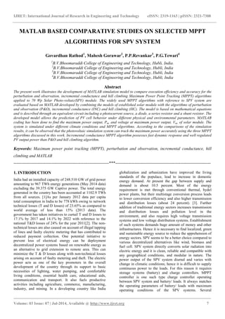 Matlab based comparative studies on selected mppt | PDF