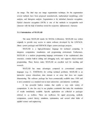 Matlab based vehicle number plate identification system using ocr | DOCX
