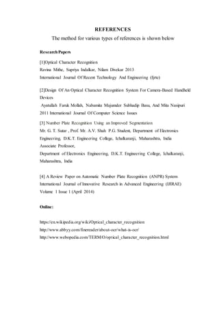 Matlab based vehicle number plate identification system using ocr | DOCX