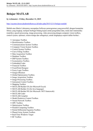 ~ Matlab ~ belajar matlab | PDF
