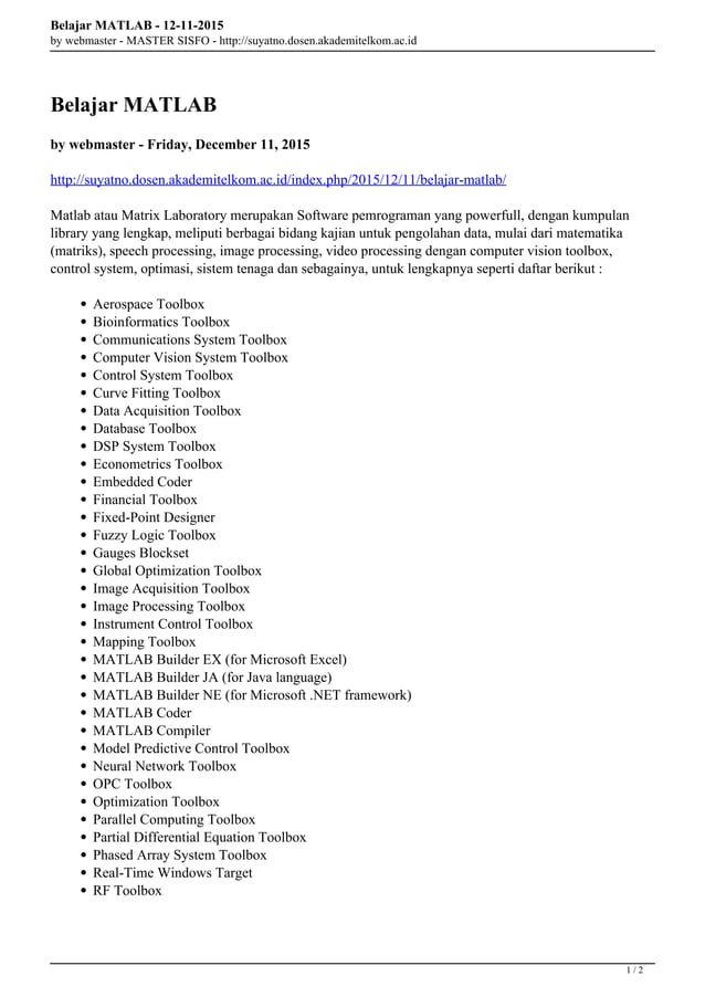~ Matlab ~ belajar matlab | PDF