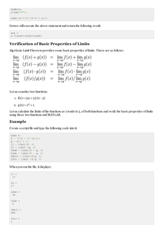 Matlab calculus | PDF