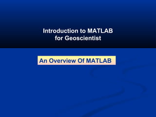 Matlab Overviiew | PPT