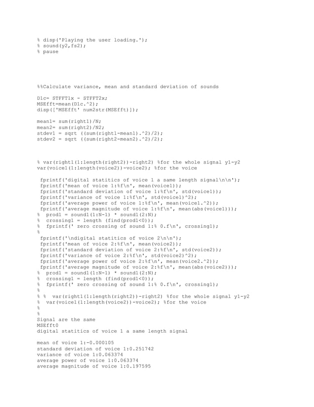 Matlab code for comparing two microphone files | PDF
