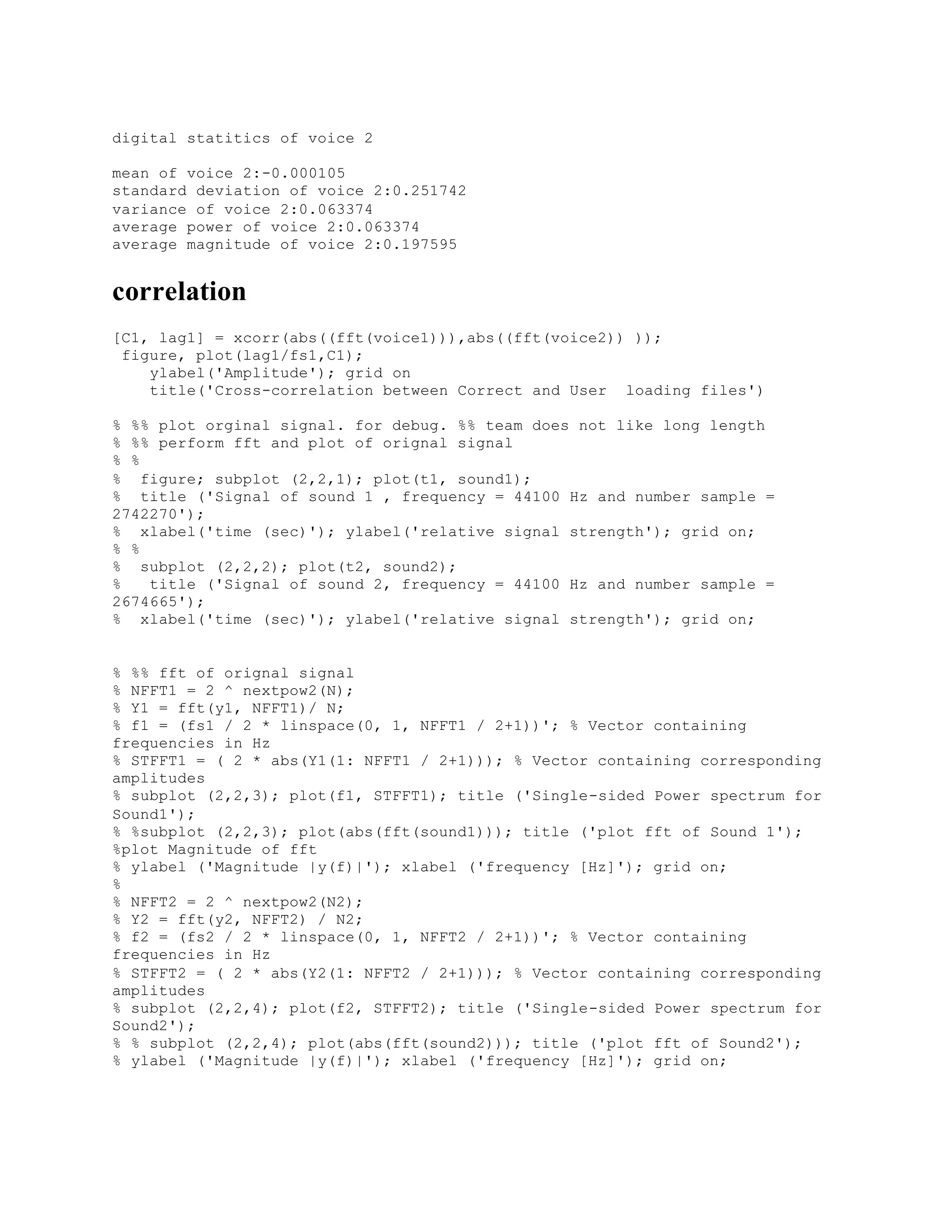 Matlab code for comparing two microphone files | PDF