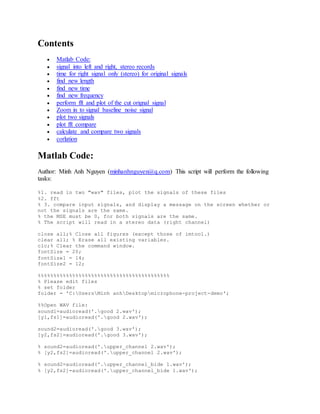Matlab code for comparing two microphone files | PDF