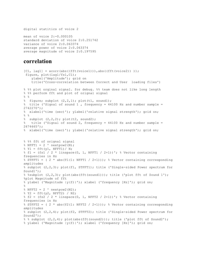 Matlab code for comparing two microphone files | PDF
