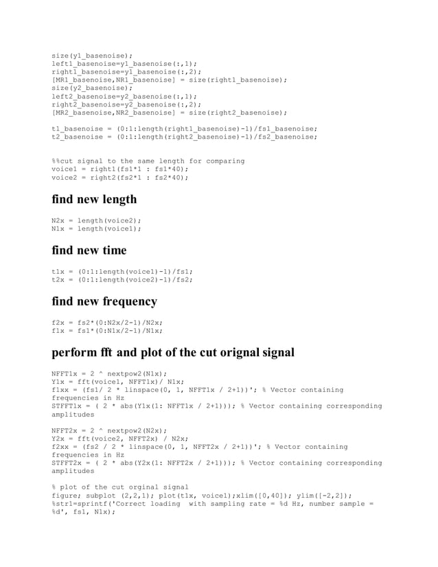 Matlab code for comparing two microphone files | PDF