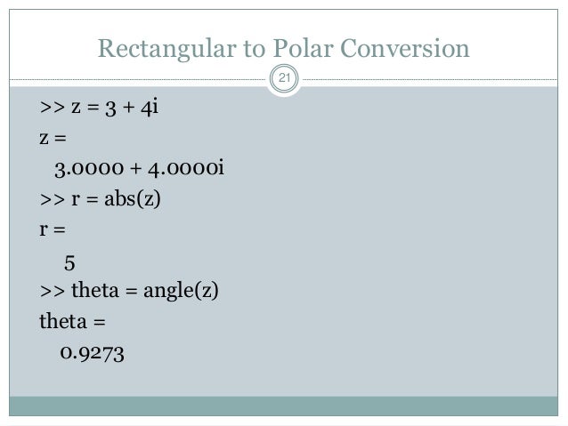 Matlab complex numbers