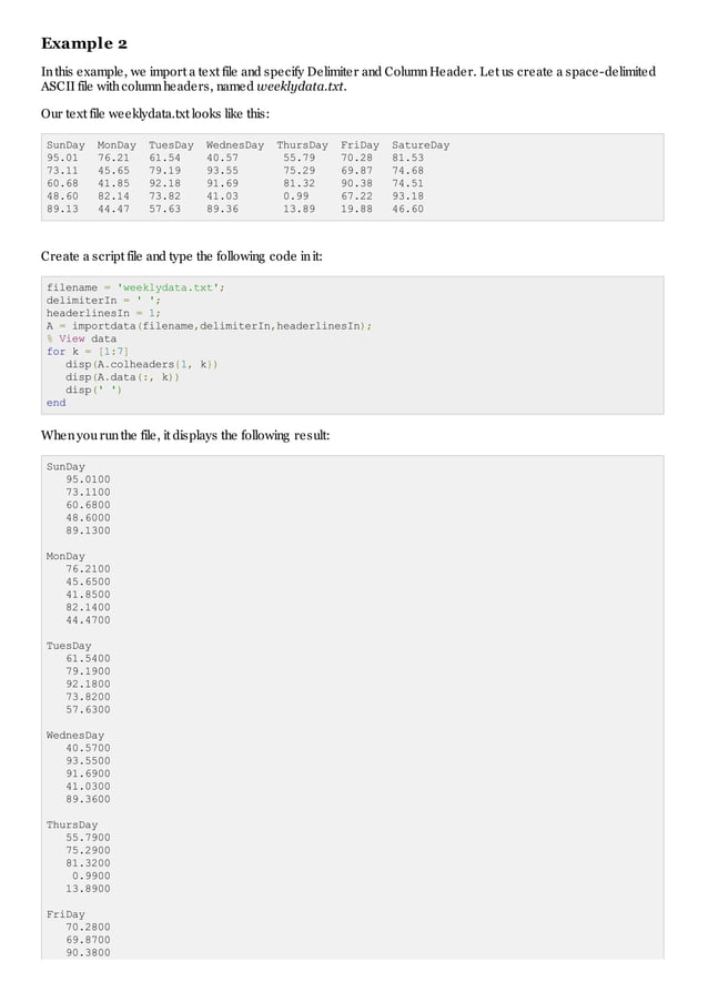 Matlab data import | PDF
