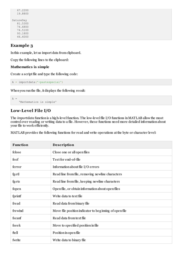 Matlab data import | PDF