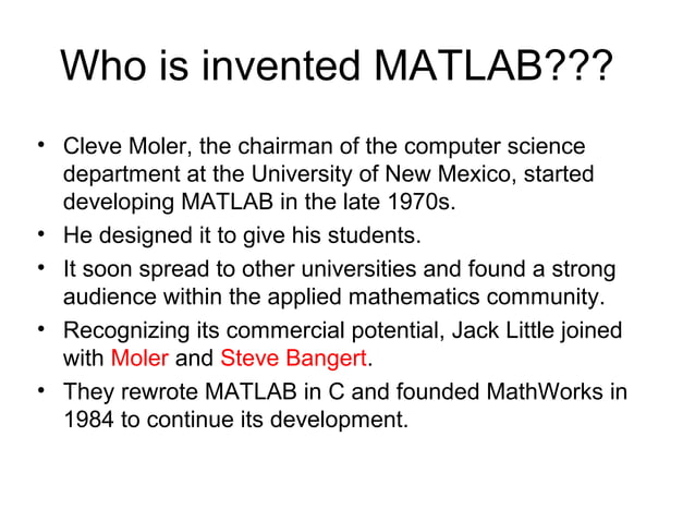 Matlab day 1: Introduction to MATLAB | PPT