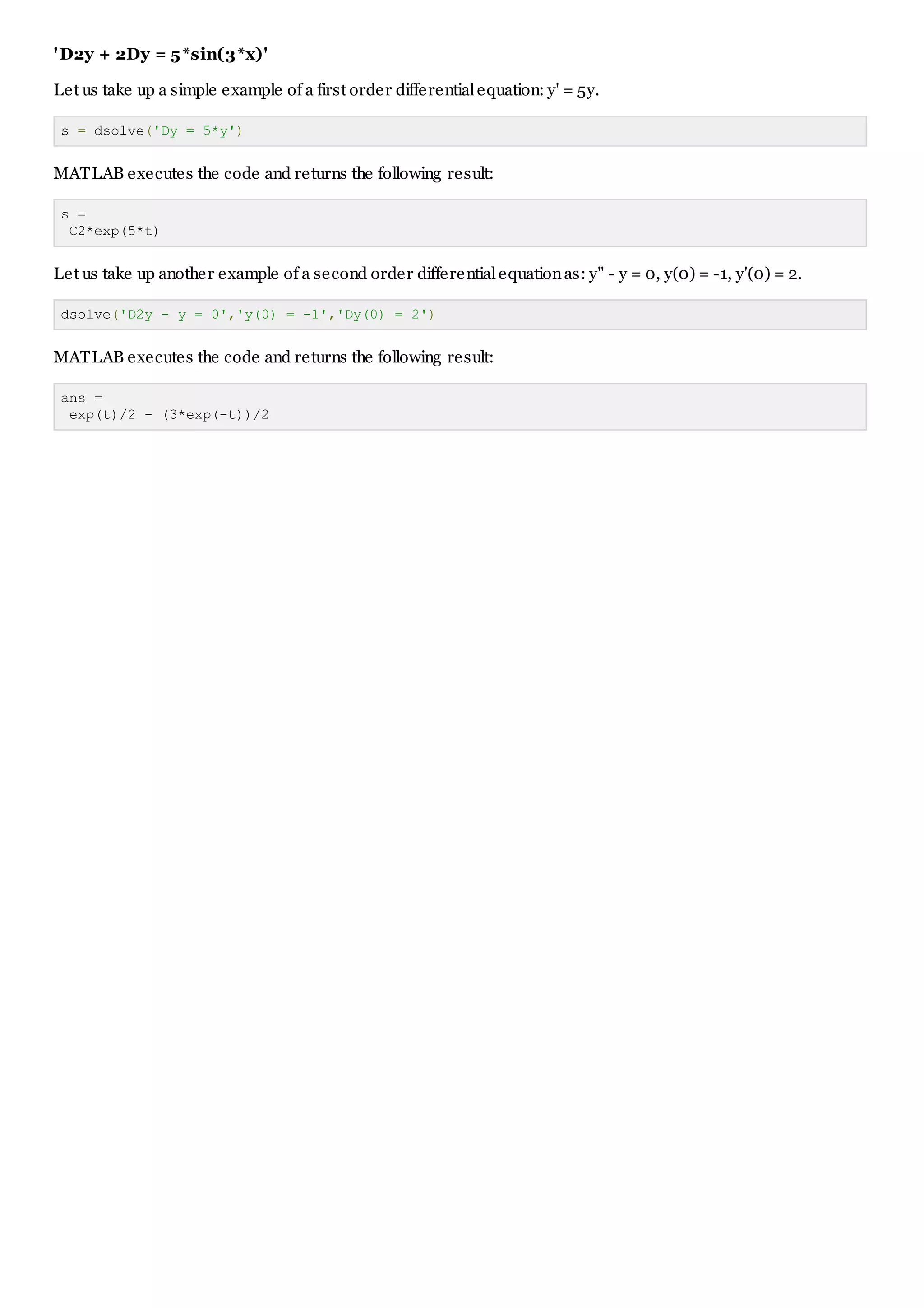 Matlab differential | PDF