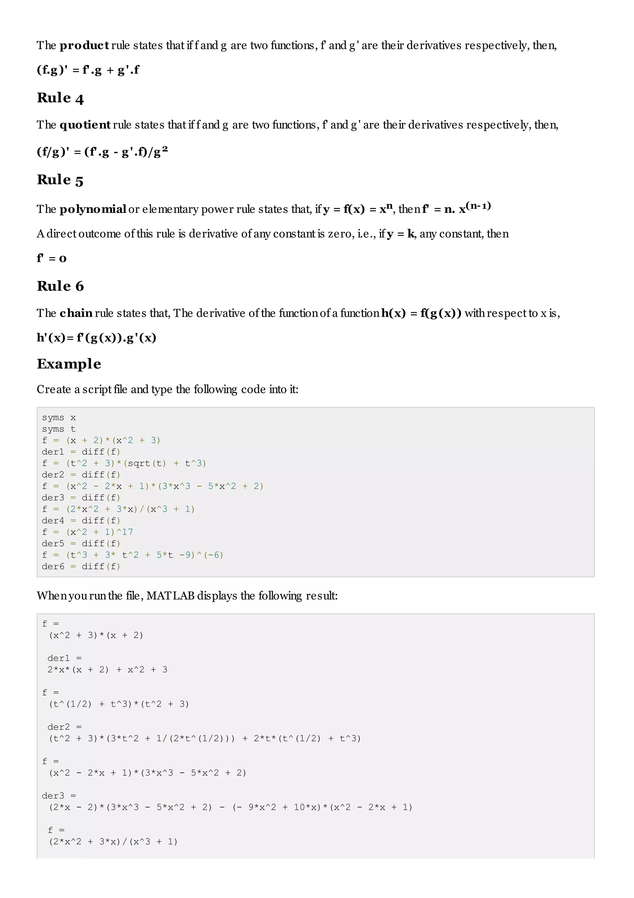 Matlab differential | PDF