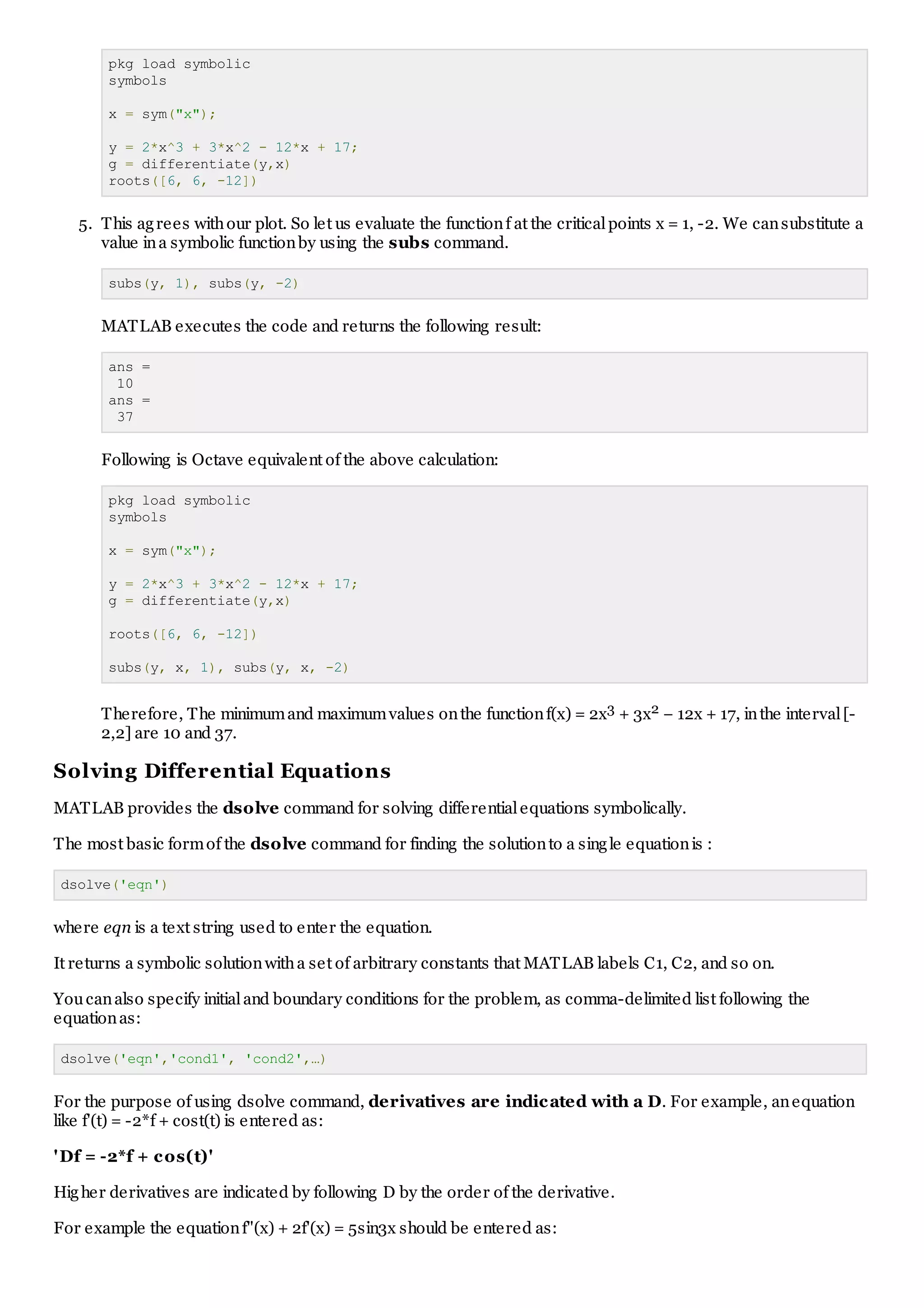 Matlab differential | PDF