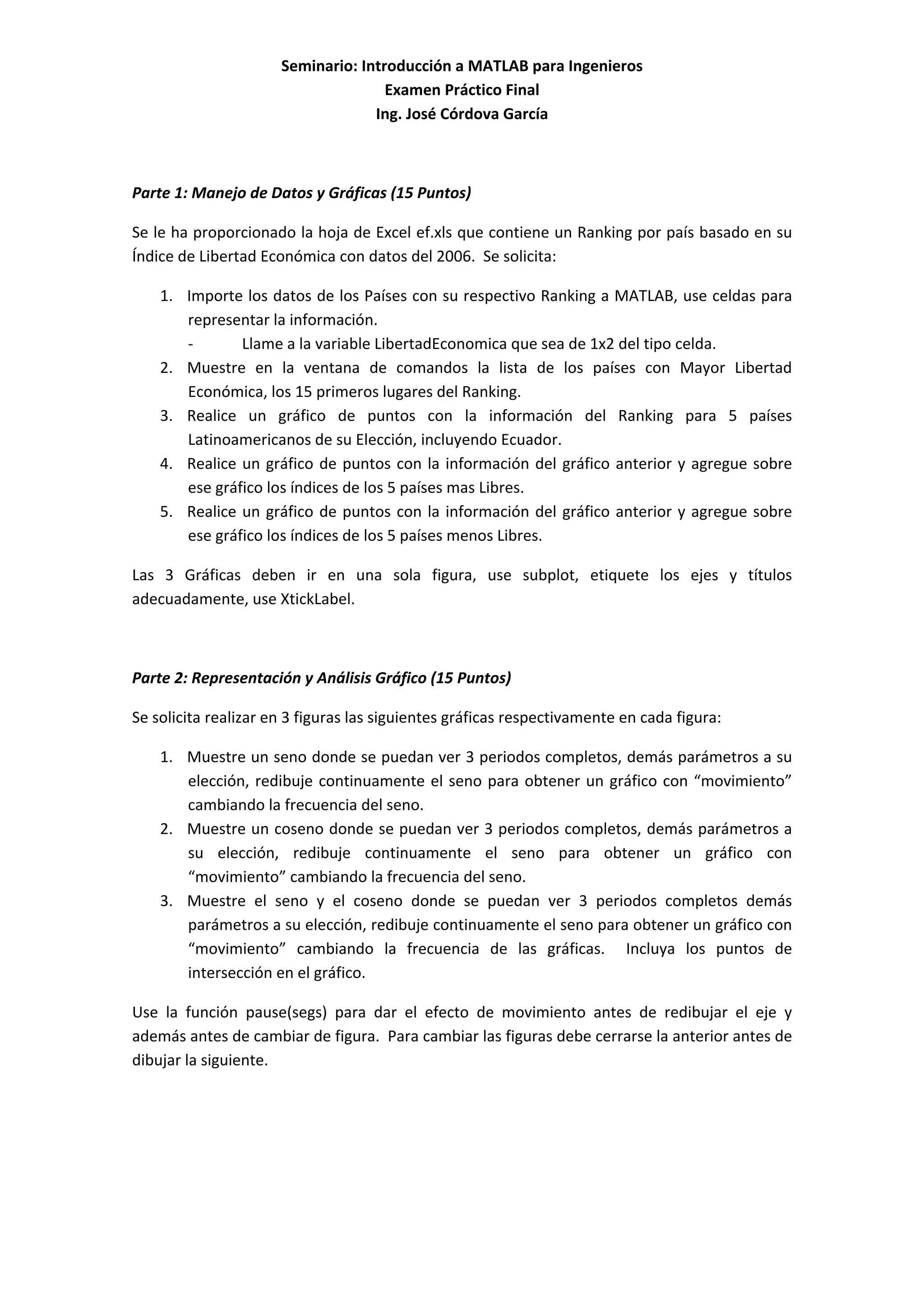 MATLAB Marzo - Examen | PDF