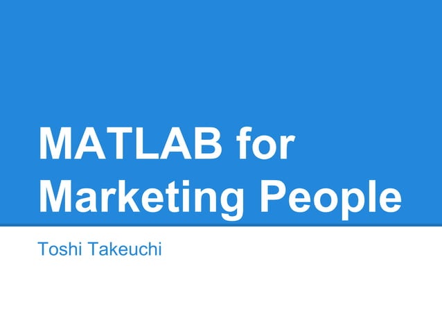 Matlab for marketing people | PDF