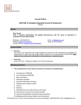 MATLAB: A Complete Integrated Course for Researcher | PDF