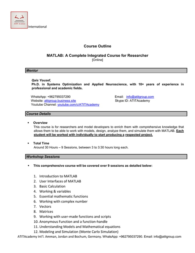 MATLAB: A Complete Integrated Course for Researcher | PDF MATLAB: A Complete Integrated Course for Researcher | PDF