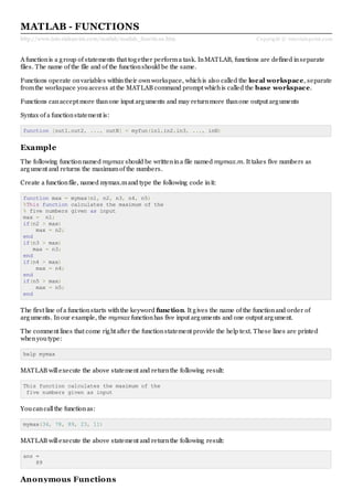 Matlab functions | PDF