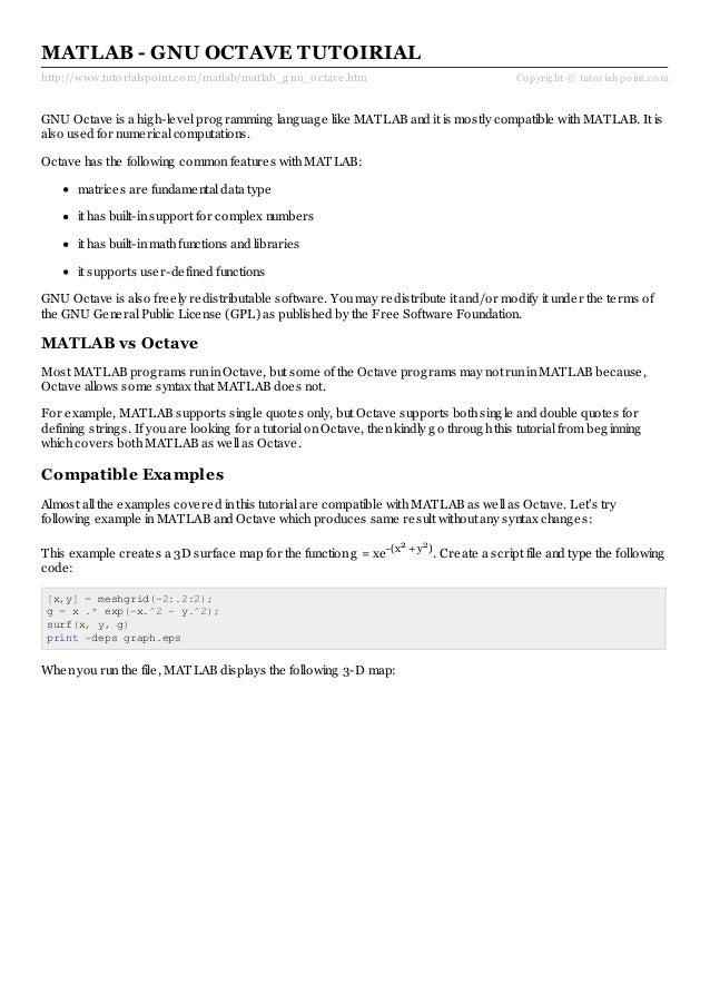 Matlab Gnu Octave