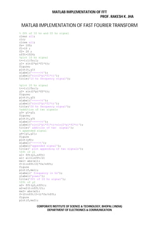 Matlab implementation of fast fourier transform | PDF | Technology & Computing