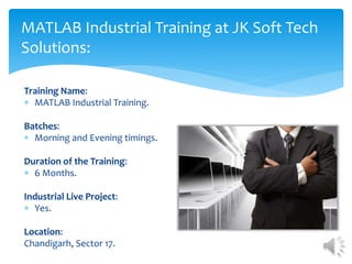 MATLAB Industrial Training in Chandigarh Sector 17 | PPT
