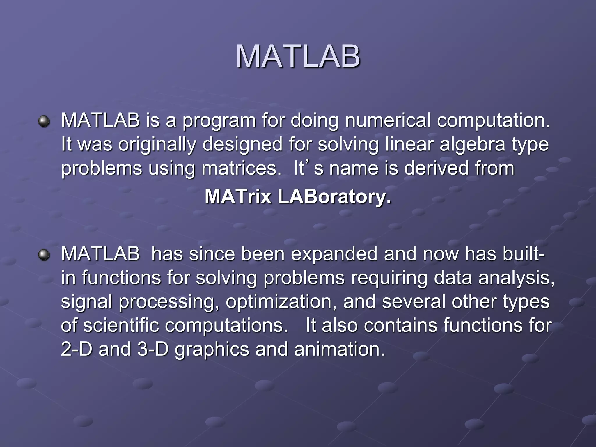MatlabIntro.ppt | Computing | Technology & Computing