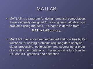 Matlab_Introduction_by_Michael_Medvinsky.ppt | Free Download