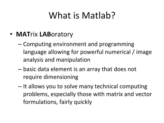 Matlab Introduction Ppt