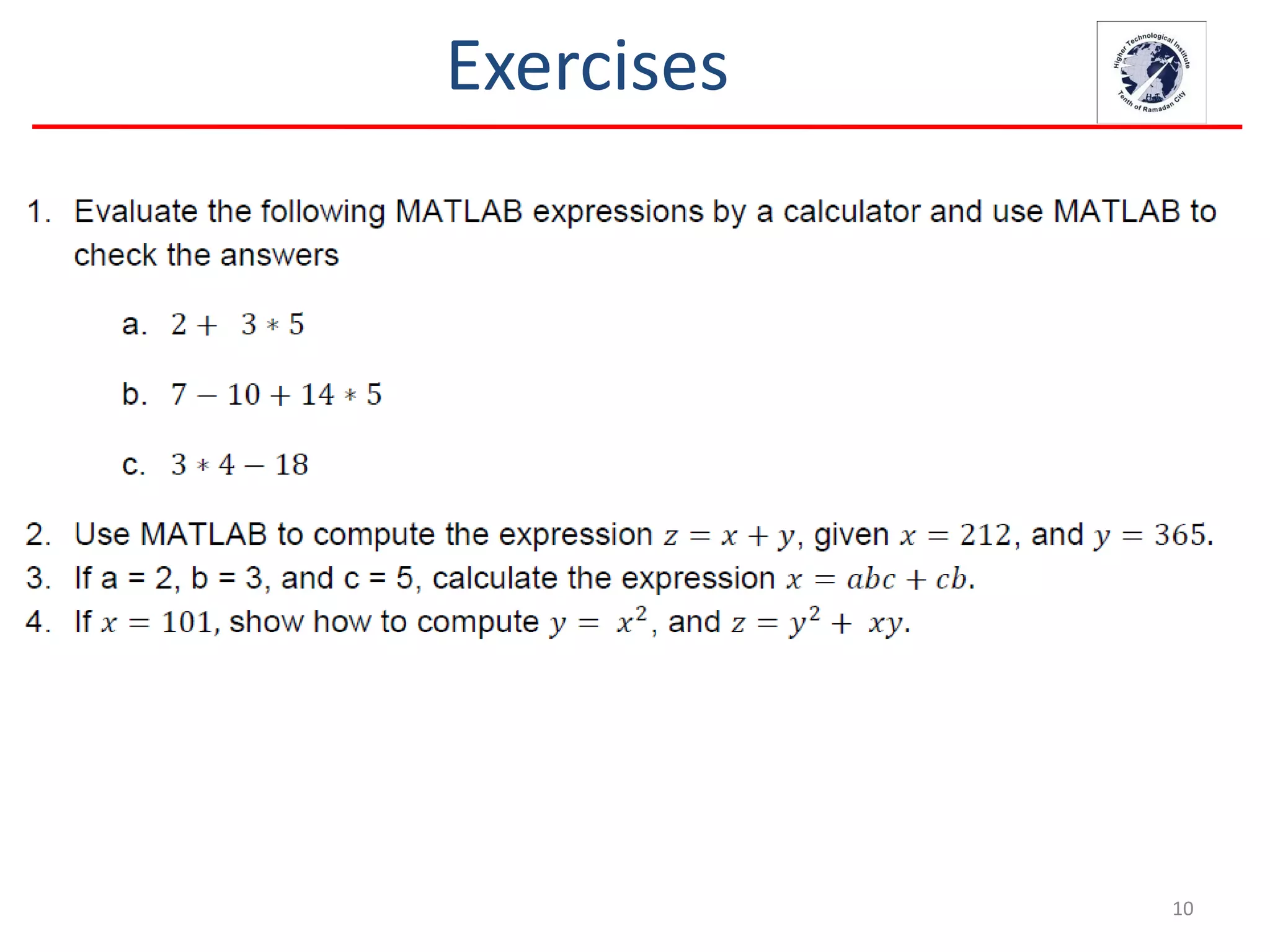 Matlab introduction lecture 1 | PDF