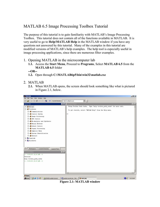Mat-lab image processing tatorial | PDF | Computing | Technology & Computing
