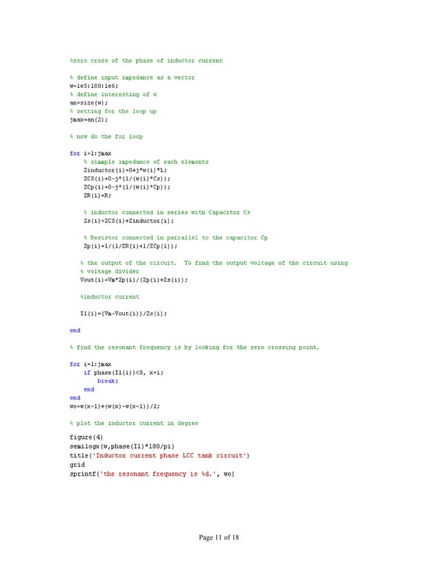 SIMULATIONS LCC RESONANT CIRCUIT using MATLAB | PDF