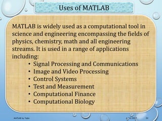 Matlab lecture 1 - installation of matlab, introduction and course outline@taj | PDF ...