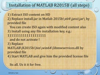 Matlab lecture 1 - installation of matlab, introduction and course outline@taj | PDF ...