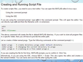 Matlab lecture 3 – commands, the m files, data types, bitwise op, set@taj | PDF