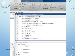 Matlab lecture 3 – commands, the m files, data types, bitwise op, set@taj | PDF