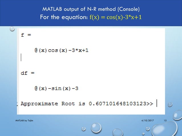 Matlab lecture 6 – newton raphson method@taj copy