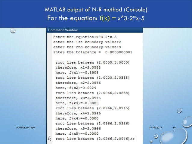 Matlab Lecture 7 Regula Falsi Or False Position Methodtaj Ppt 