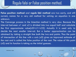 Matlab lecture 7 – regula falsi or false position method@taj | PDF ...
