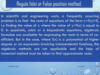 Matlab lecture 7 – regula falsi or false position method@taj | PDF