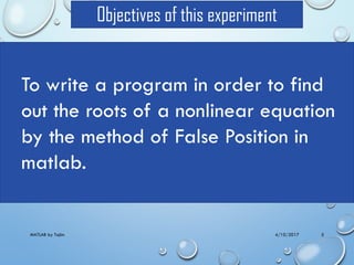 Matlab lecture 7 – regula falsi or false position method@taj | PDF