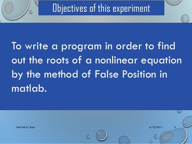 Matlab Lecture 7 Regula Falsi Or False Position Methodtaj