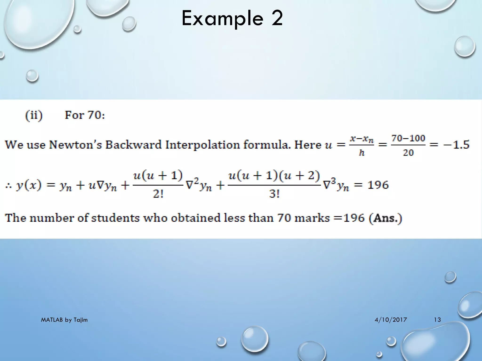 Matlab Lecture 8 Newtons Forward And Backword Interpolationtaj Copy