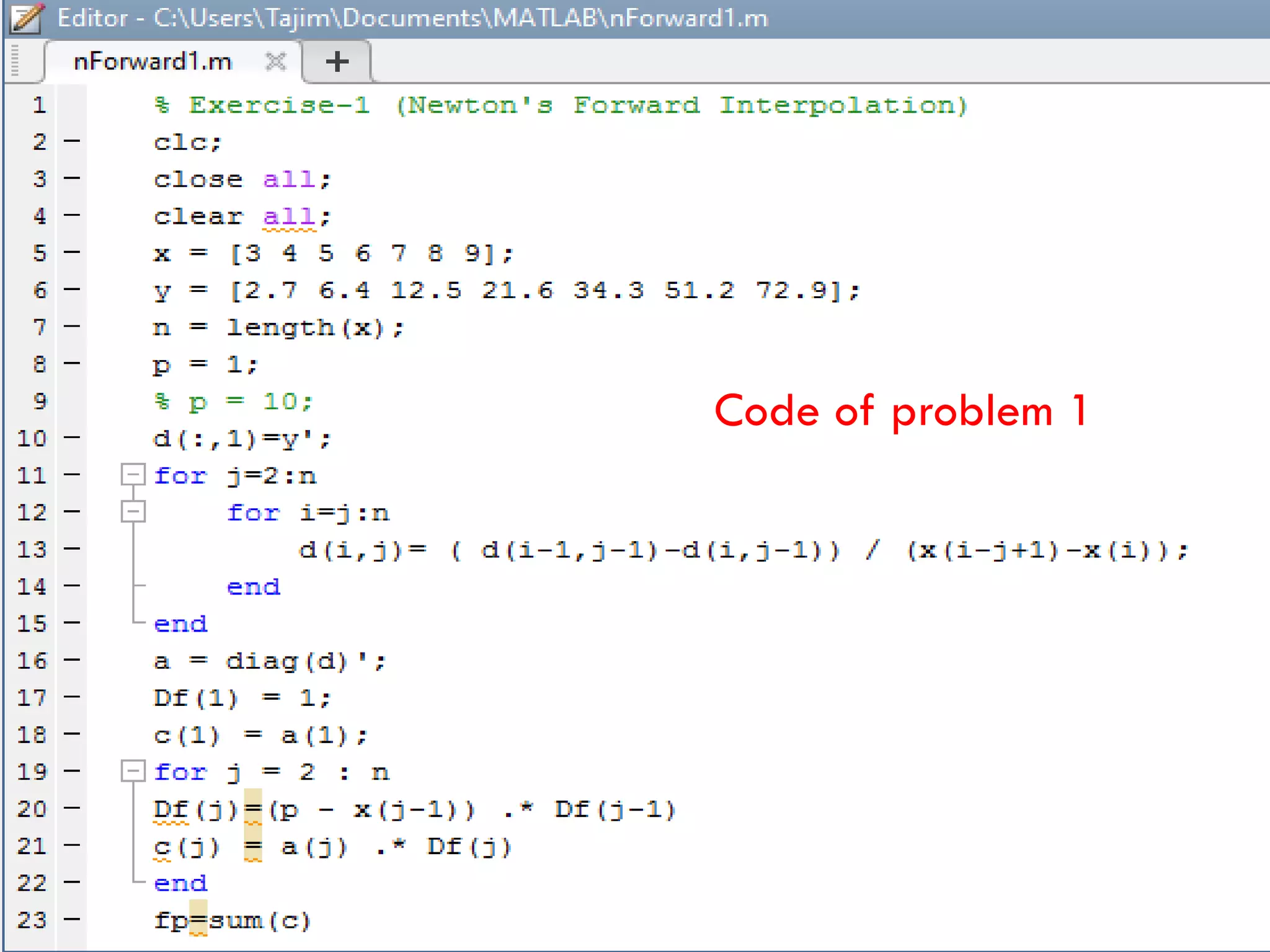 Matlab Lecture 8 Newtons Forward And Backword Interpolationtaj Copy Pdf